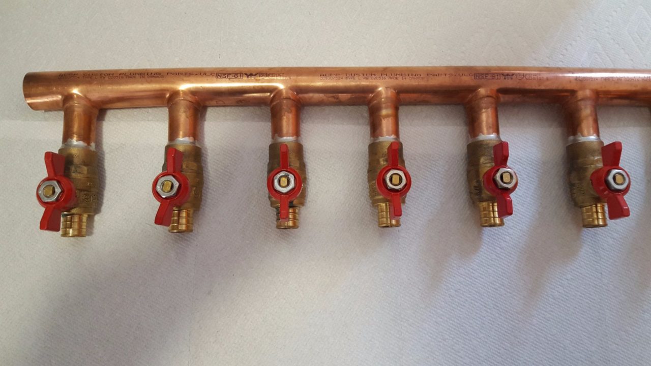 Return Manifold 1" Header with 3/4" Pex Outlets - The Log Boiler